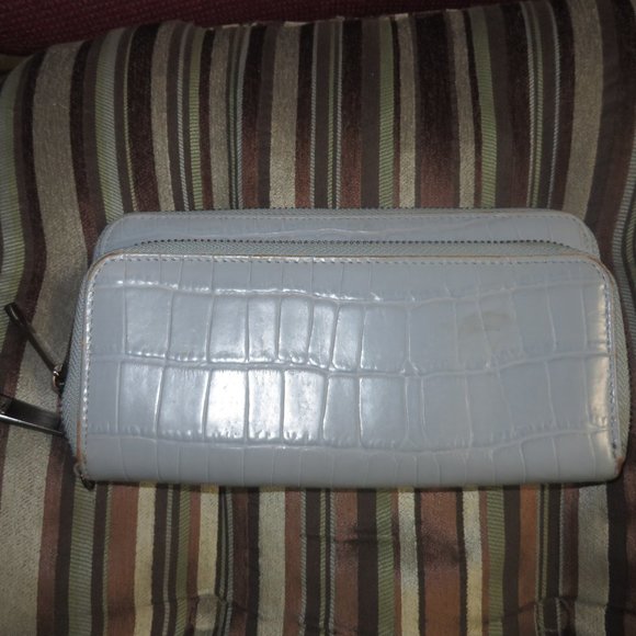 Kooba | Bags | Kooba Light Blue Croc Leather Clutch Id Wallet Wristlet ...